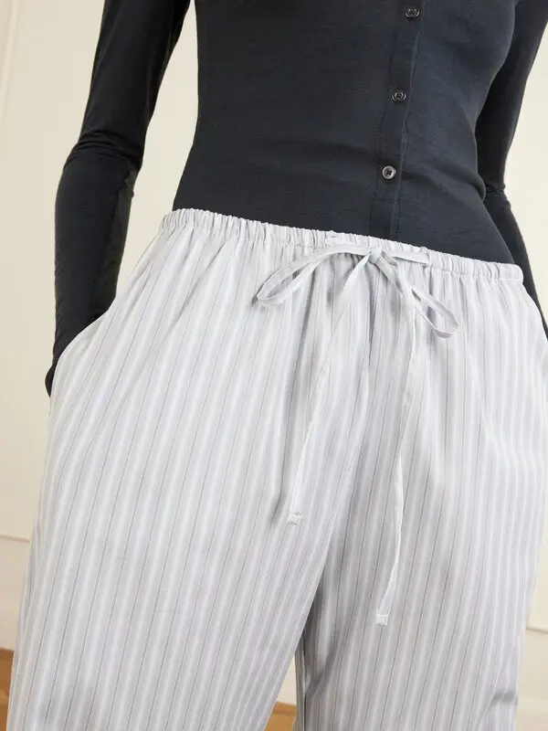LESET Yoshi Striped Cotton-blend Wide-leg Pants - Blue