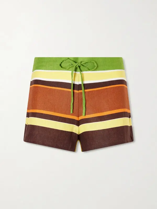Faithfull The Brand Miel' Striped Linen Shorts - Brown