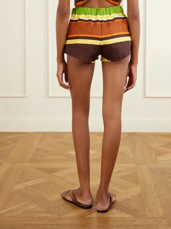 Faithfull The Brand Miel' Striped Linen Shorts - Brown