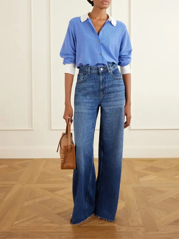 LA LIGNE Striped Cotton-blend Knit Shirt