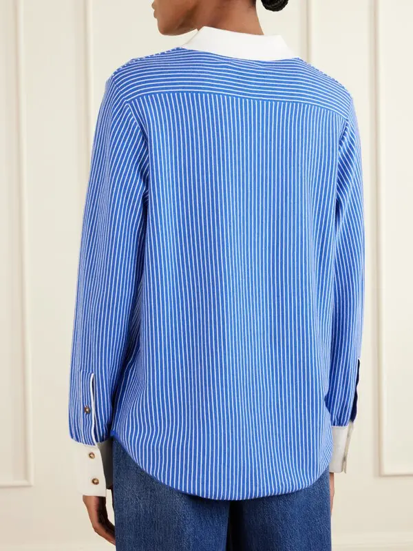 LA LIGNE Striped Cotton-blend Knit Shirt