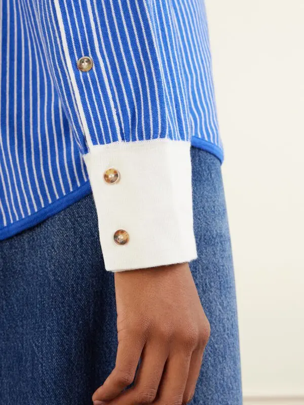 LA LIGNE Striped Cotton-blend Knit Shirt