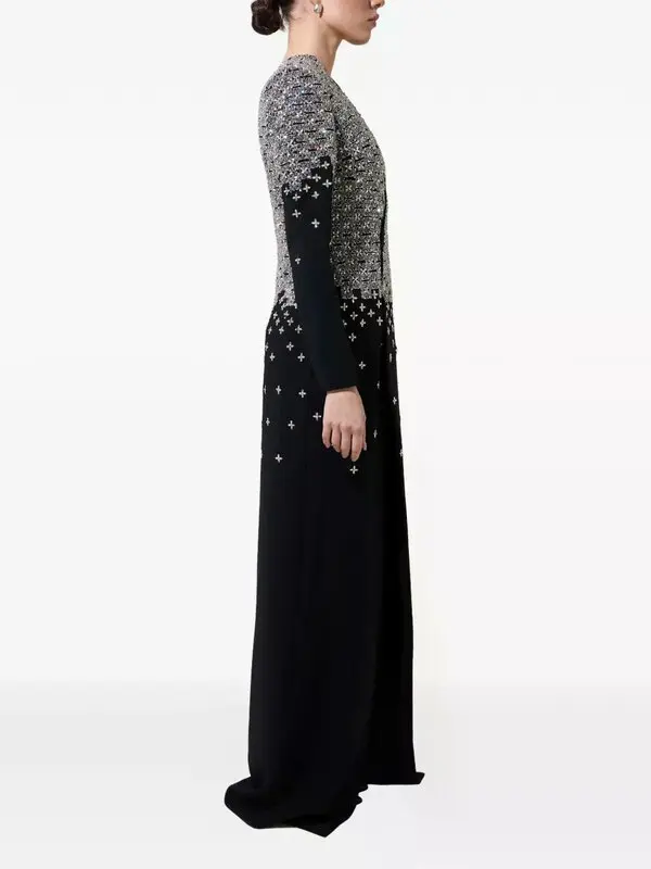 DINA MELWANI Crystal-embellished Crepe Maxi Gown