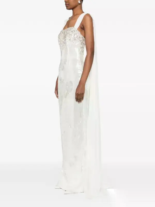 DINA MELWANI Crystal Embellished Sequinned Maxi Gown