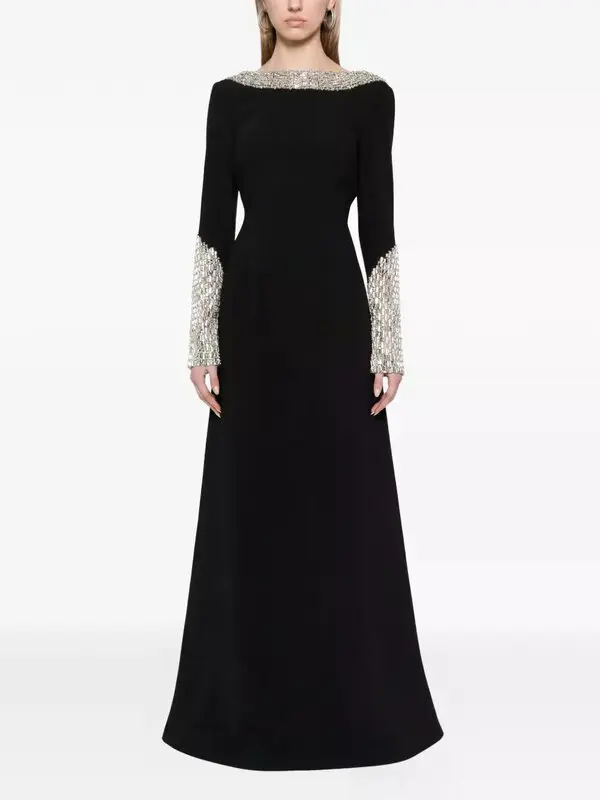DINA MELWANI Embellished Gown - Black