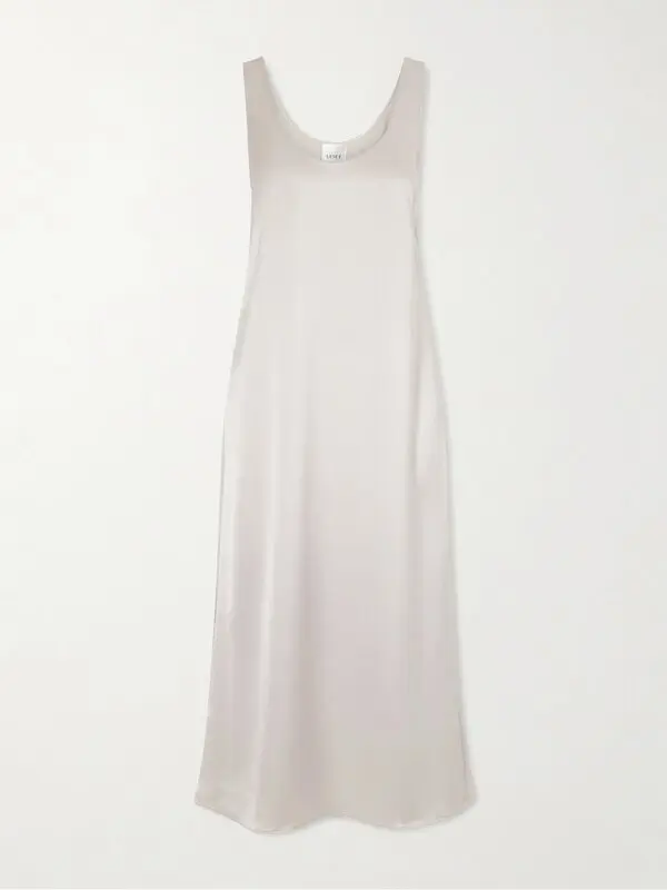 LESET Barb Satin Midi Dress - Silver