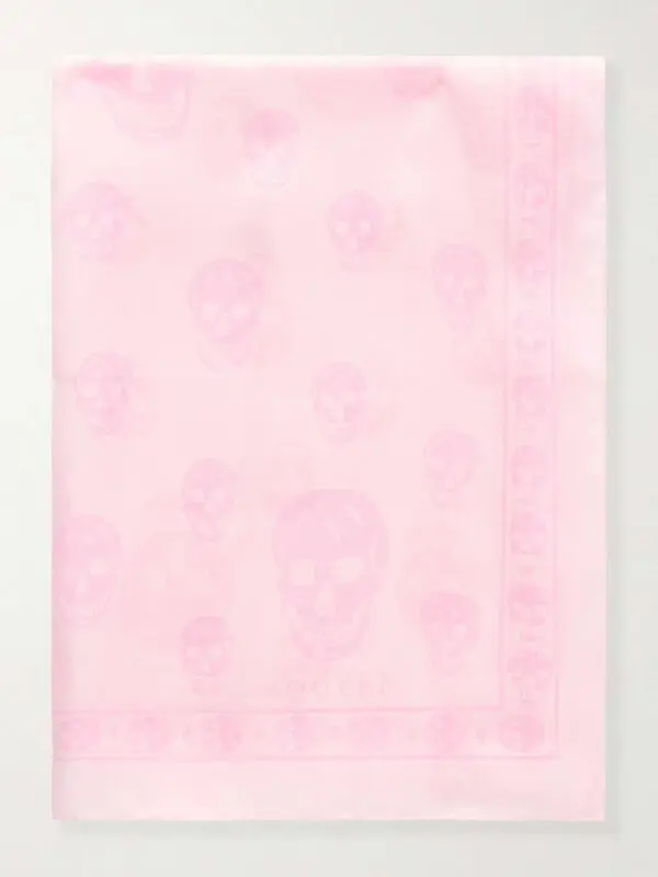 Alexander McQueen Skull Print Silk-chiffon Scarf - Pink