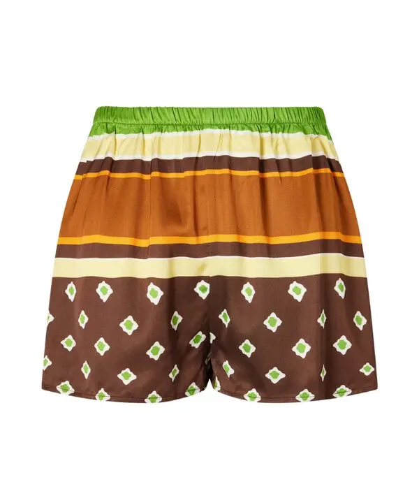 Faithfull The Brand Tia Printed Satin Shorts - Brown
