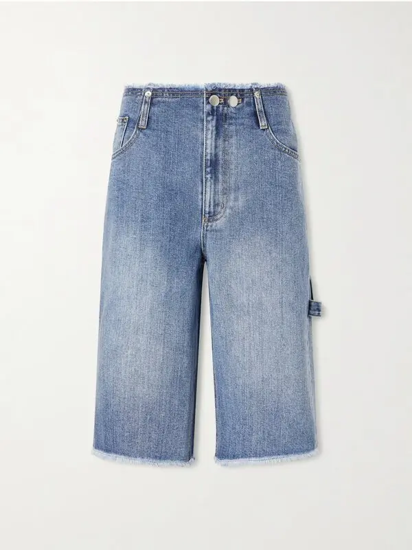 Tibi Mid-rise Denim Bermuda Shorts