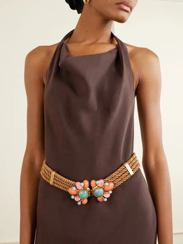 SONIA PETROFF Zinnia Gold-plated, Enamel And Woven Cord Belt