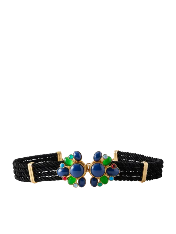 SONIA PETROFF Zinnia Gold-plated And Enamel Woven Cord Belt - Black