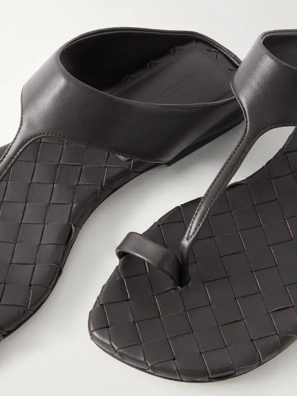 Bottega Veneta Livia Leather Flat Sandals - Brown