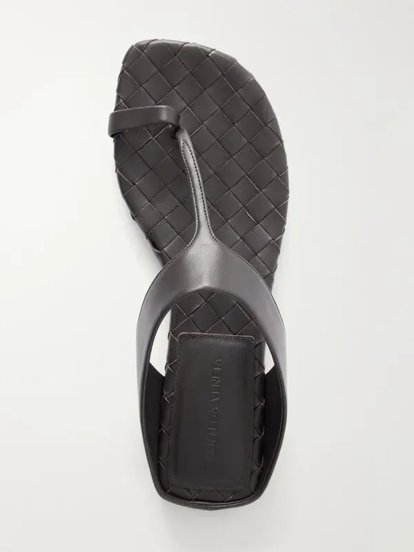 Bottega Veneta Livia Leather Flat Sandals - Brown