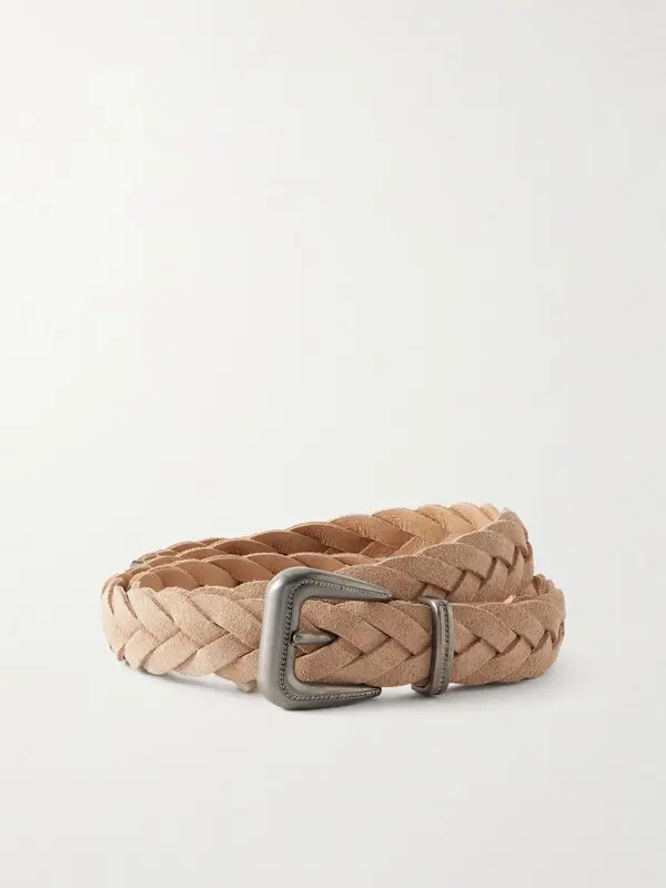 Brunello Cucinelli Braided Suede Belt - Neutrals