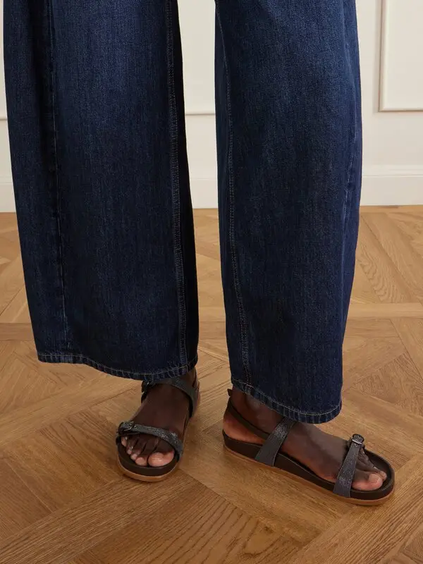 Brunello Cucinelli Embellished Leather Sandals