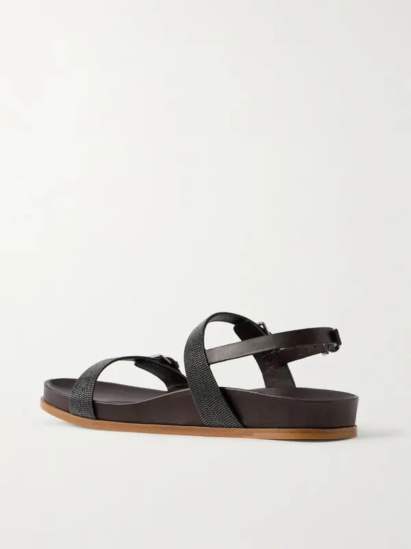 Brunello Cucinelli Embellished Leather Sandals