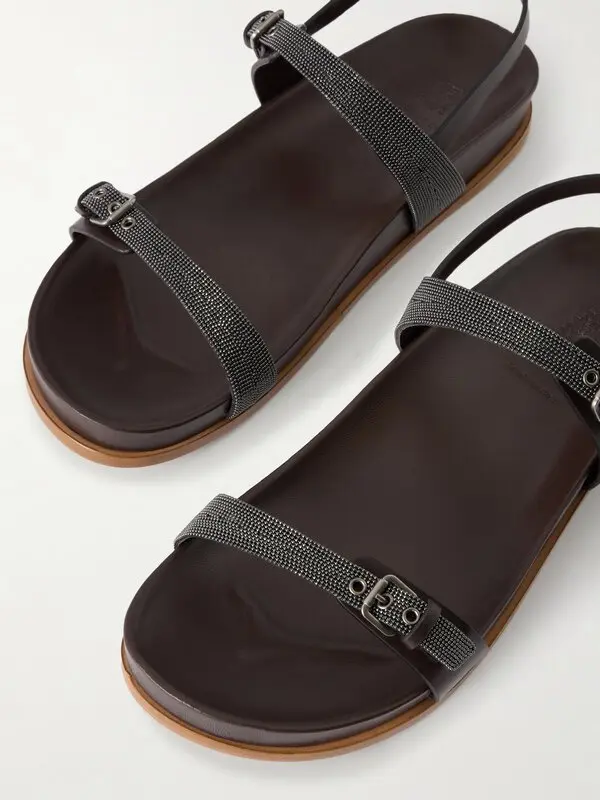 Brunello Cucinelli Embellished Leather Sandals