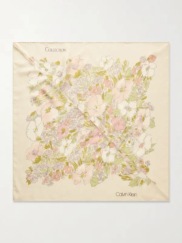 Calvin Klein Lorelai Floral-print Silk-twill Scarf