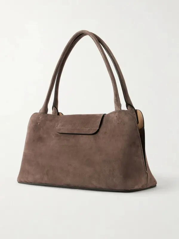 Versace Vivienne Logo-embellished Suede Shoulder Bag - Brown