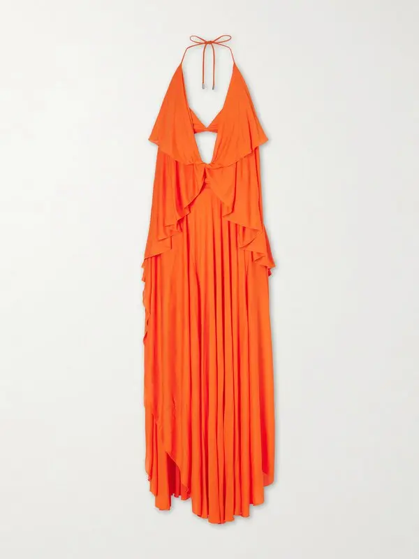 Loewe Ruffled Halterneck Maxi Dress - Orange