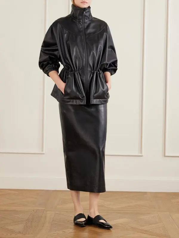 Givenchy Gathered Leather Jacket - Black