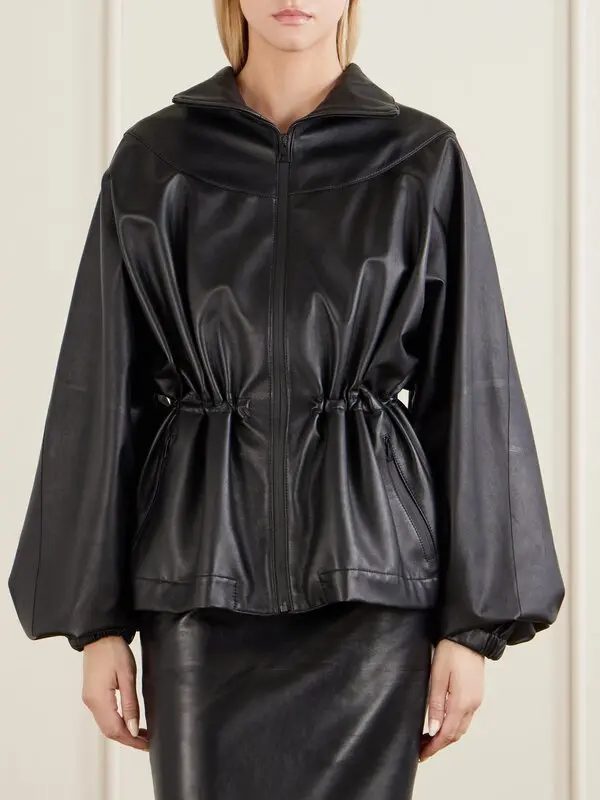 Givenchy Gathered Leather Jacket - Black