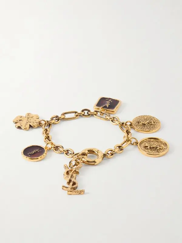 Saint Laurent Tone Enamel Charm Bracelet