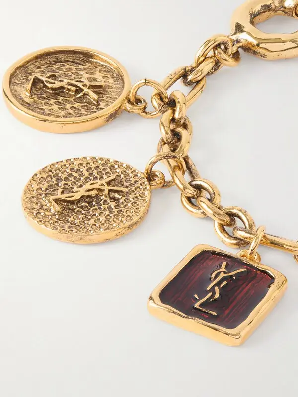 Saint Laurent Tone Enamel Charm Bracelet