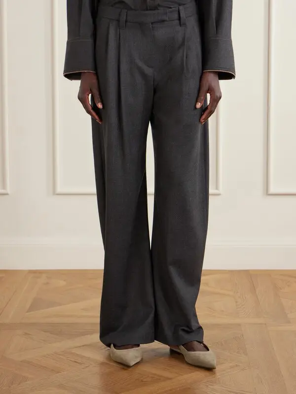 Brunello Cucinelli Wool Wide-leg Pleated Trousers