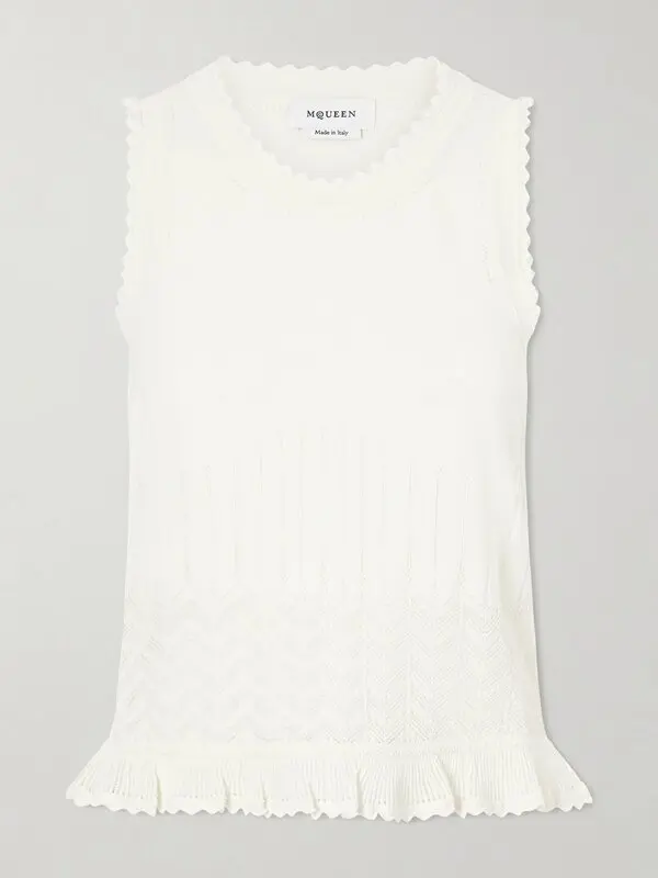 Alexander McQueen Knitted Jersey Tank Top - White