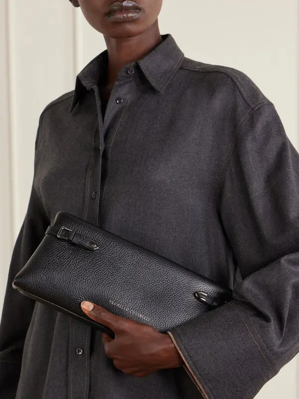 Brunello Cucinelli Textured Leather Clutch - Black