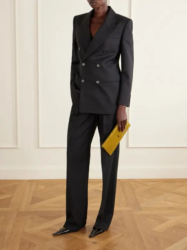 Saint Laurent Matelassé Patent-leather Clutch - Yellow