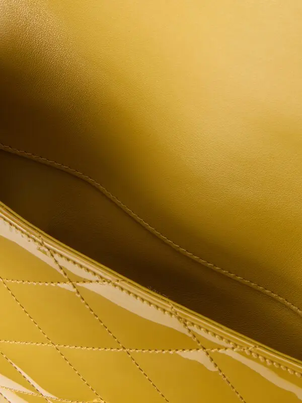 Saint Laurent Matelassé Patent-leather Clutch - Yellow