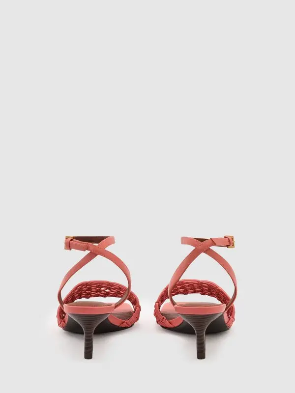 REISS Woven Ankle-strap Kitten Heel Sandals