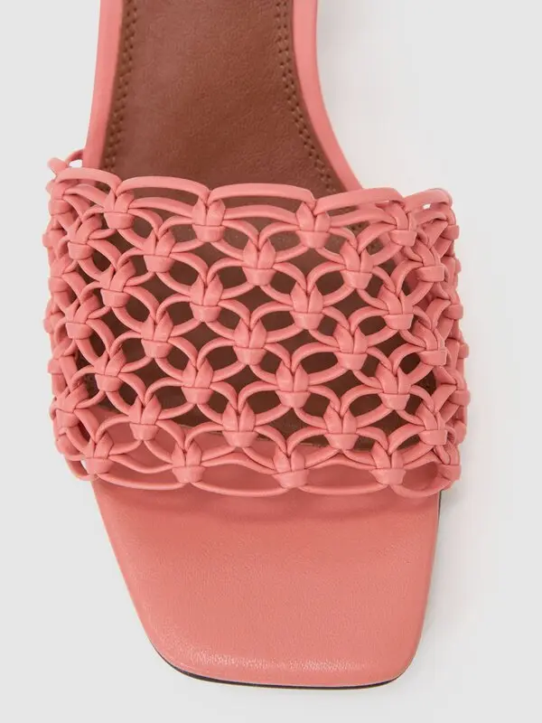 REISS Woven Ankle-strap Kitten Heel Sandals