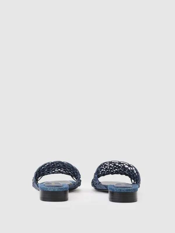 REISS Mabel Woven Flat Slip-on Sandals - Blue