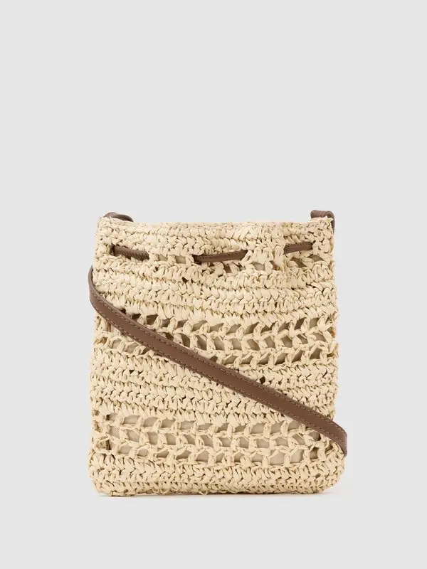 REISS Esme Raffia-effect Mini Crossbody Bag