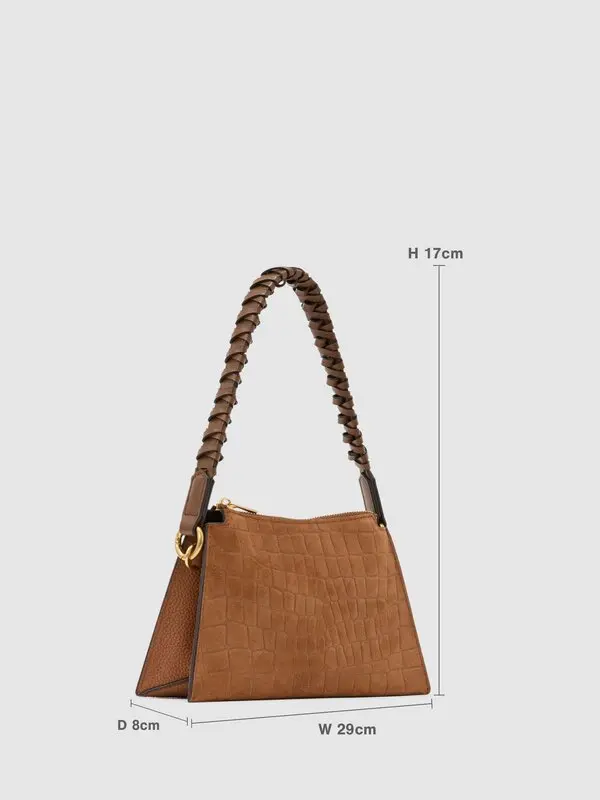 REISS Avery Embossed Suede And Leather Top-handle Bag