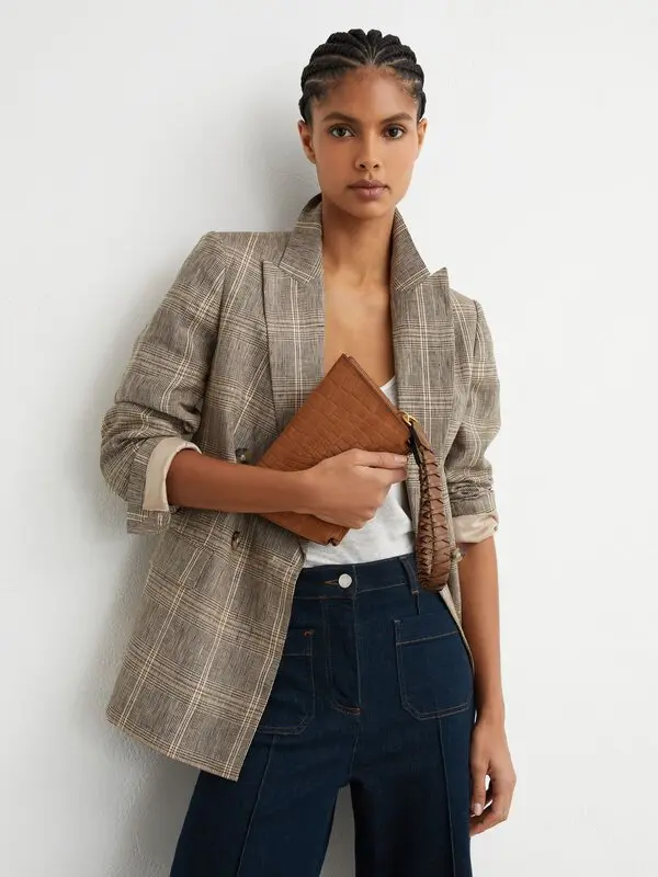 REISS Avery Embossed Suede And Leather Top-handle Bag