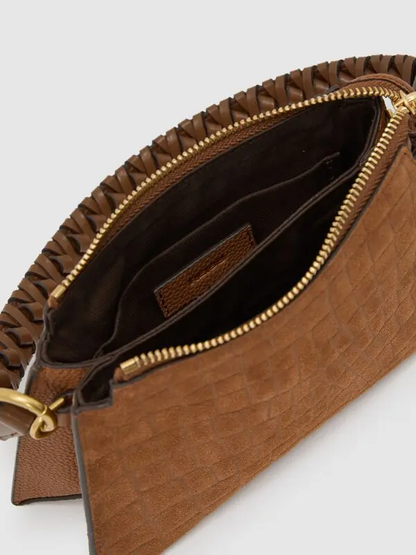 REISS Avery Embossed Suede And Leather Top-handle Bag