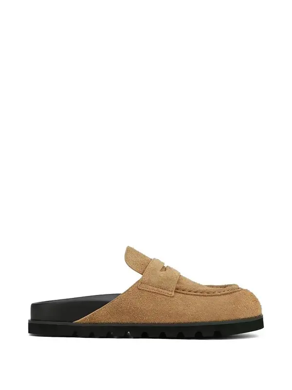 NAKED WOLFE Cord Suede Penny Strap Slides
