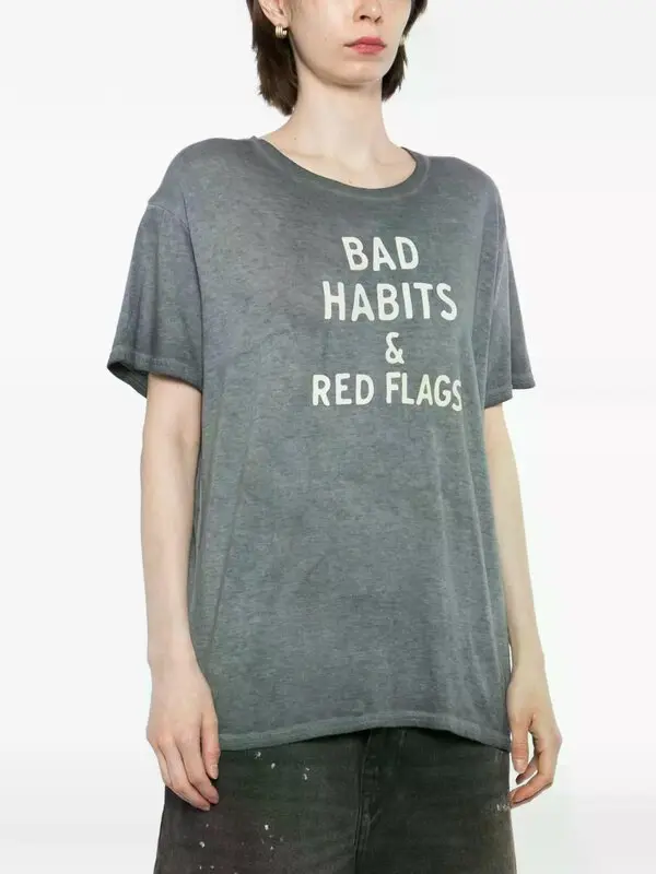 R13 Washed Effect Slogan Print T-shirt