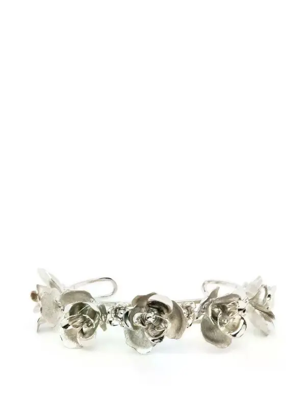 JENNIFER BEHR Floral Embellished Cuff Bracelet - Silver