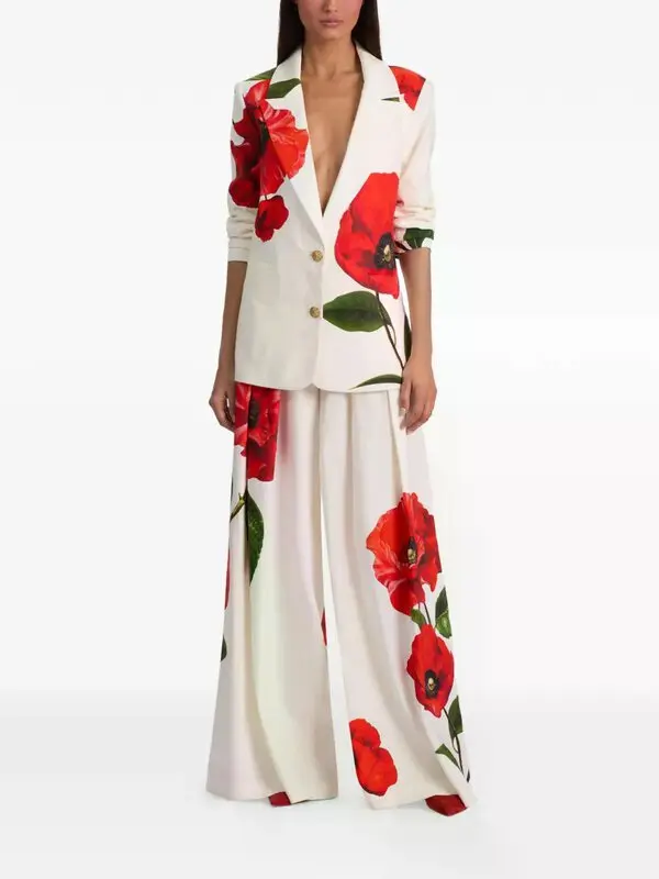 Alice + Olivia Floral-print Notched Lapels Blazer
