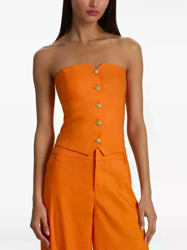 Alice + Olivia Strapless Button-down Top