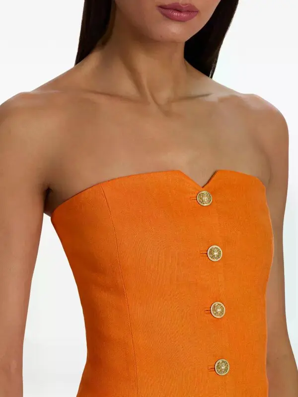 Alice + Olivia Strapless Button-down Top