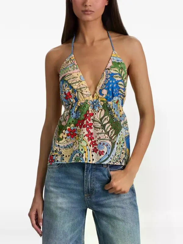 Alice + Olivia Karolina Floral-print Halter Top