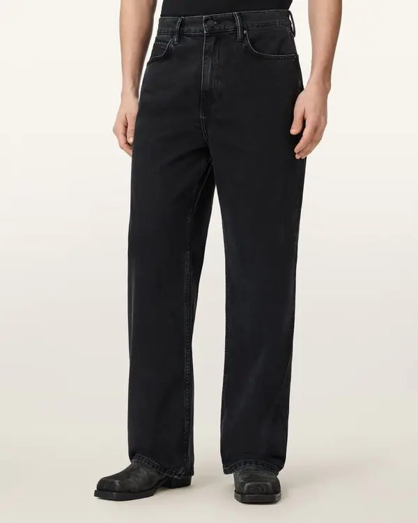 ALLSAINTS Lenny Loose Fit Wide Leg Jeans - Black