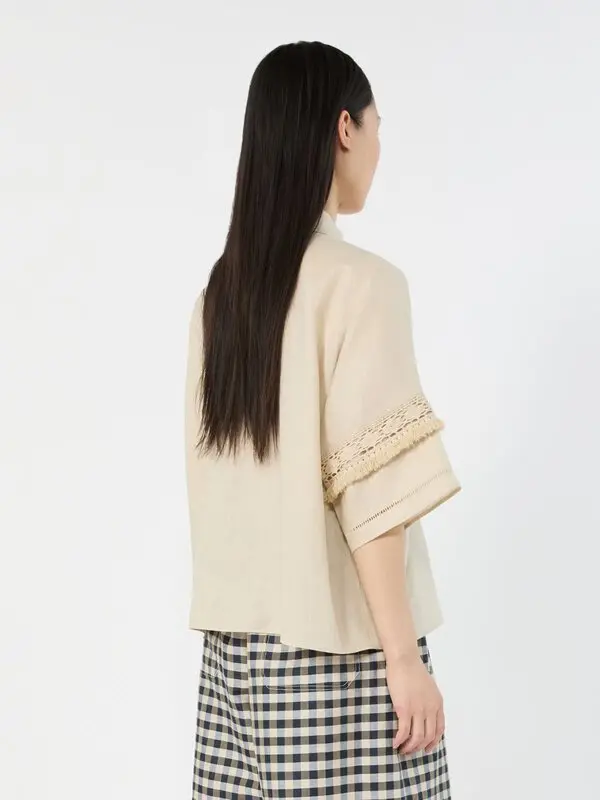 Max Mara Linen Shirt With Embellished Sleeves