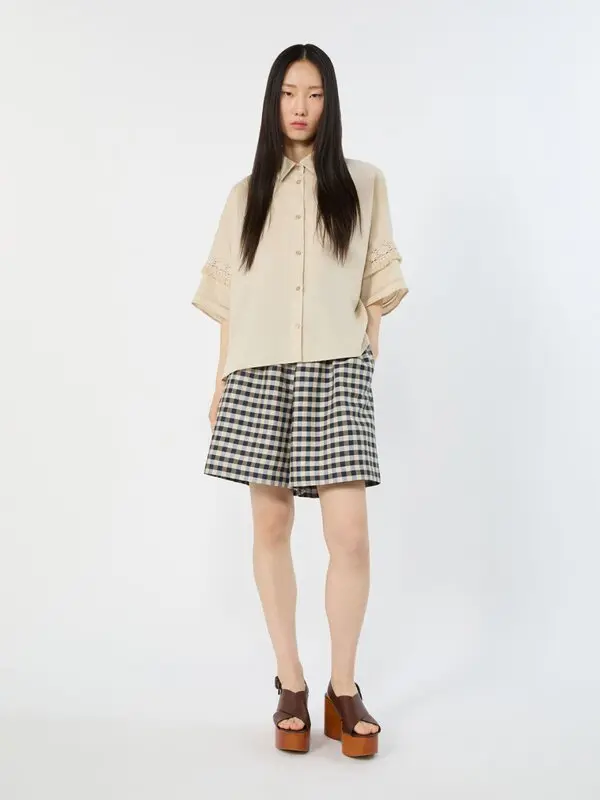 Max Mara Linen Shirt With Embellished Sleeves